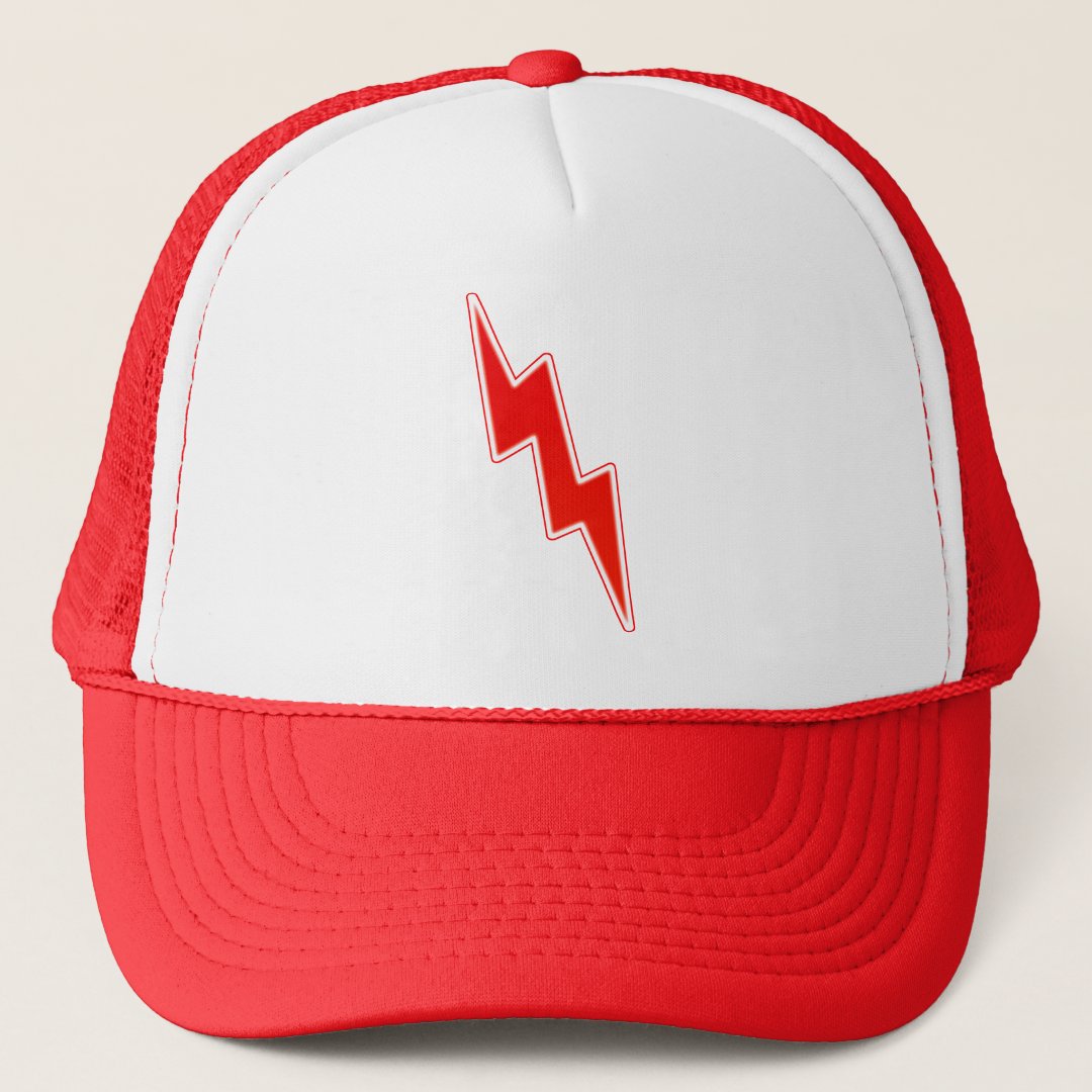 Zap – Red Lightning Bolt Trucker Hat | Zazzle