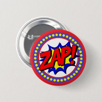 Zap Superhero Cartoon Button | Zazzle
