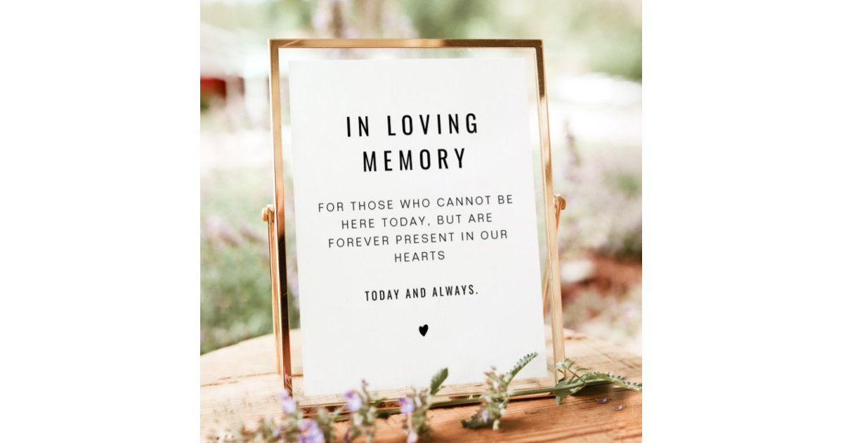 Zara Minimalist In loving Memory Wedding Poster | Zazzle