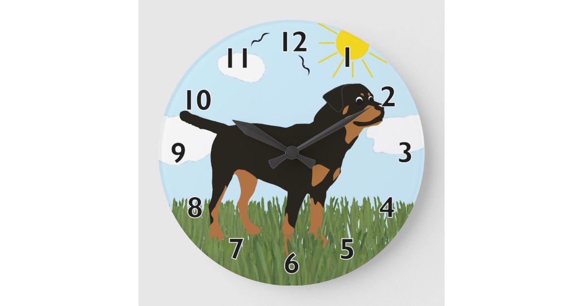 Zara the Rottweiler Large Clock | Zazzle