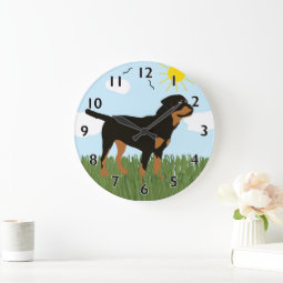 Zara the Rottweiler Large Clock | Zazzle