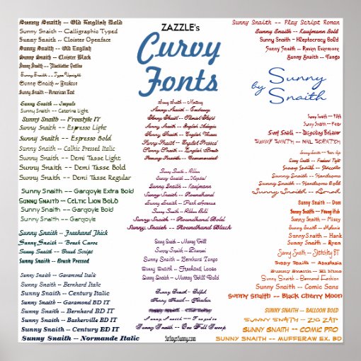Zazzle's Curvy Fonts Poster | Zazzle