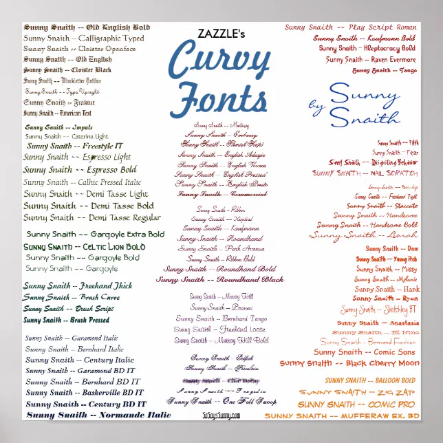 Zazzle's Curvy Fonts Poster | Zazzle