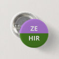 Ze/Hir Pronouns Genderqueer Badge Button | Zazzle