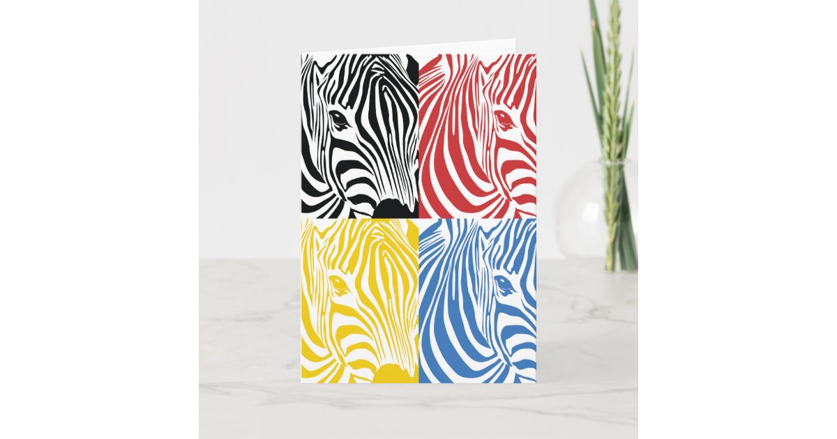 Zebra 4-Colored Greetings Card | Zazzle
