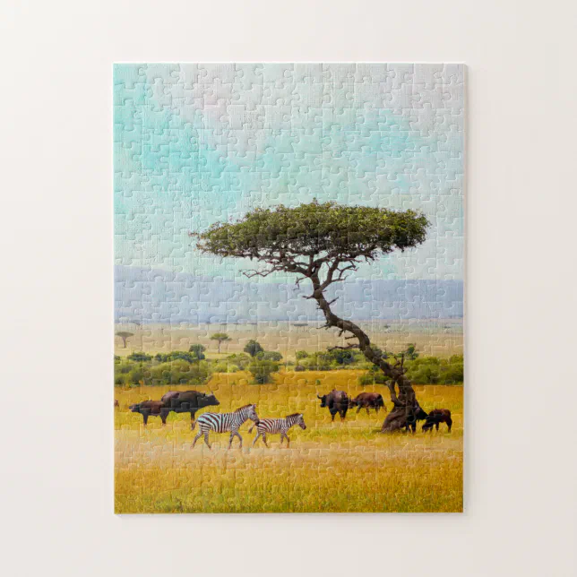 Zebra African Savanna Animals Travel Outdoor Jigsaw Puzzle | Zazzle