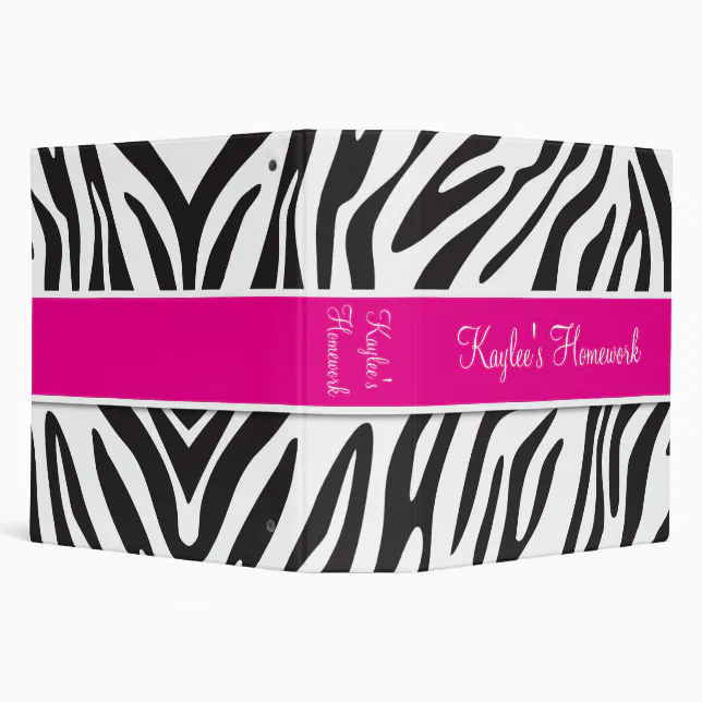 Zebra and Hot Pink Binder 2 inch | Zazzle