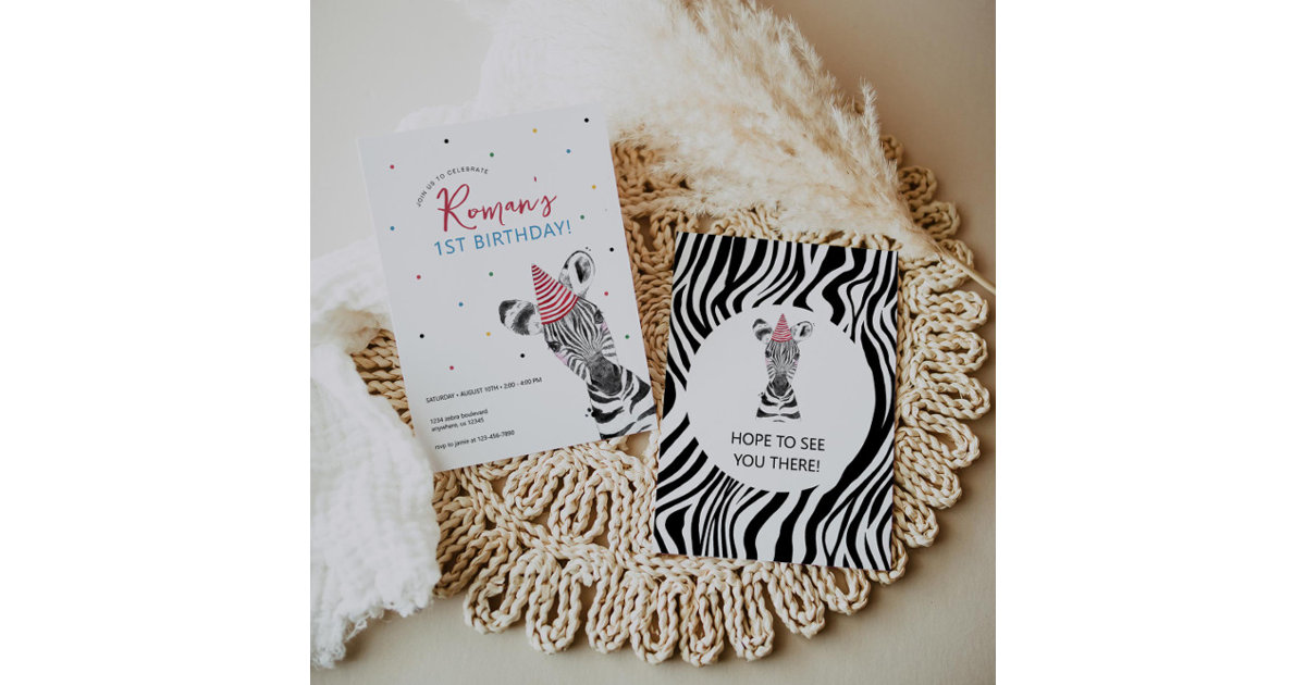 Zebra Animal Birthday Party Invitation | Zazzle