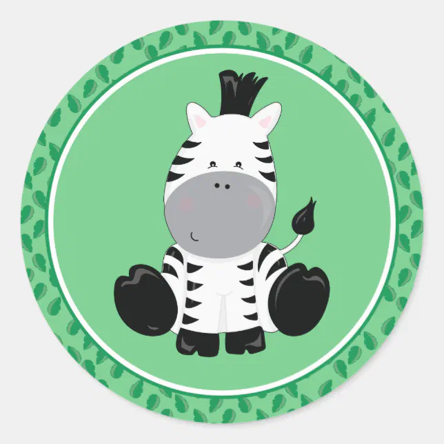 Zebra | Baby Safari Animals Round Sticker | Zazzle