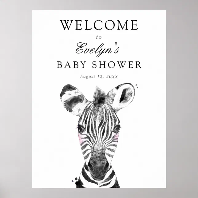 Zebra Baby Shower Welcome Sign | Zazzle