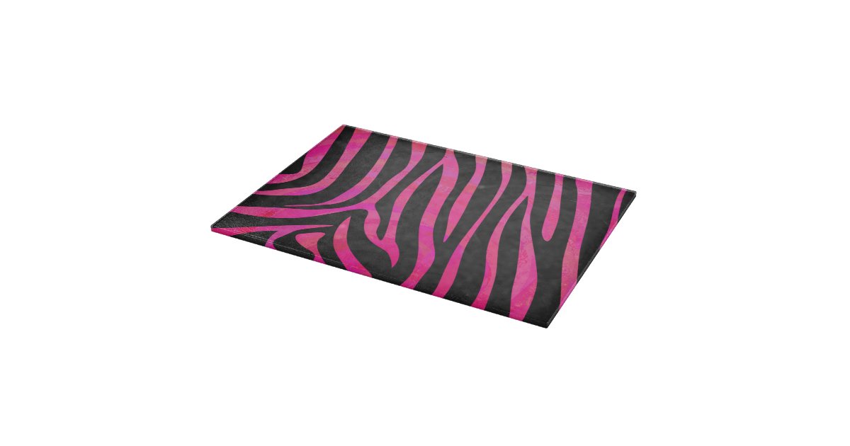 Zebra Black and Hot Pink Print Cutting Board | Zazzle