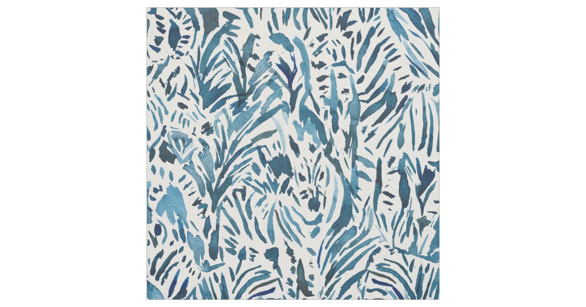 ZEBRA CAMO Indigo Safari Fabric | Zazzle