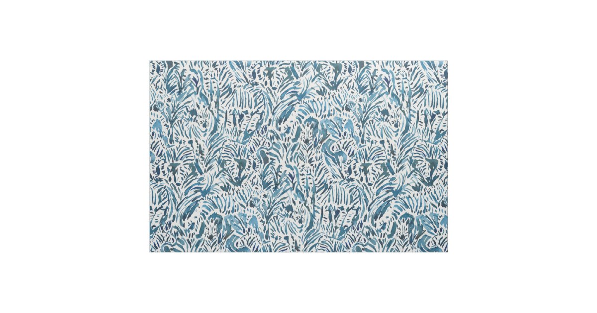 ZEBRA CAMO Indigo Safari Fabric | Zazzle
