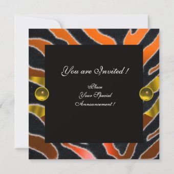 ZEBRA FUR,LEOPARD SKIN BOW ,BLACK DAMASK MONOGRAM INVITATION | Zazzle