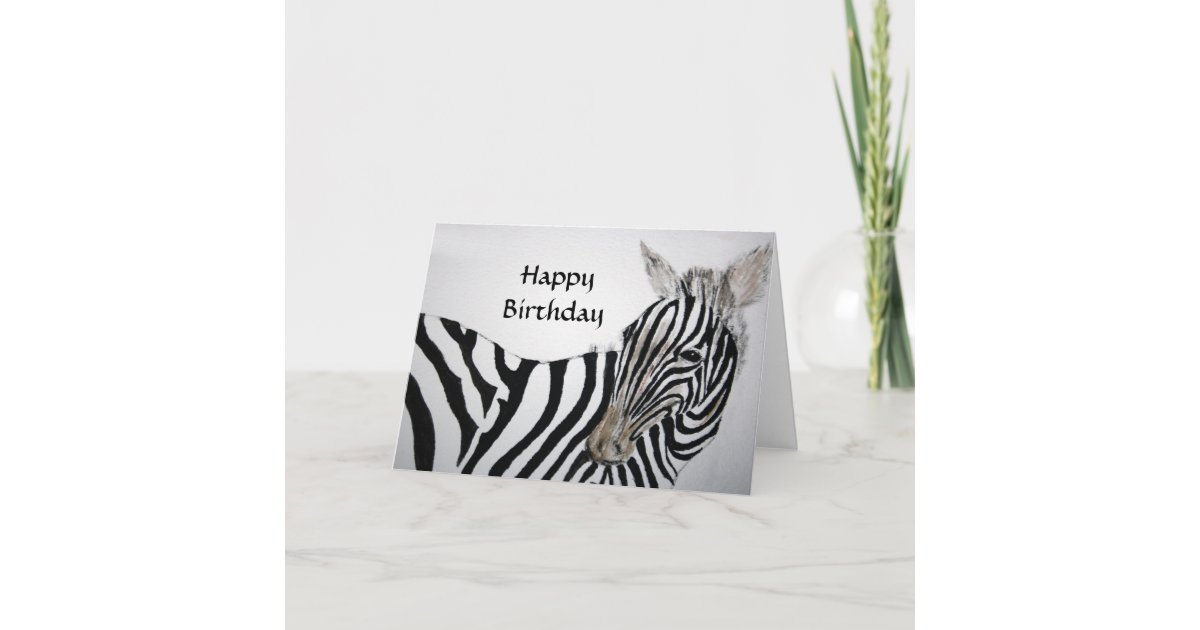 Zebra Happy Birthday Card | Zazzle