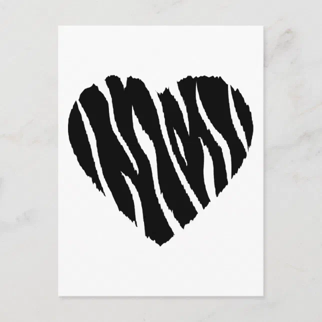 Zebra Heart Postcard | Zazzle