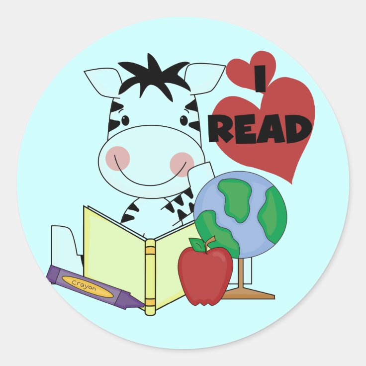 Zebra I Read Tshirts and Gifts Classic Round Sticker | Zazzle