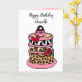 Zebra, Leopard and Giraffe Print Girlie Birthday Card | Zazzle