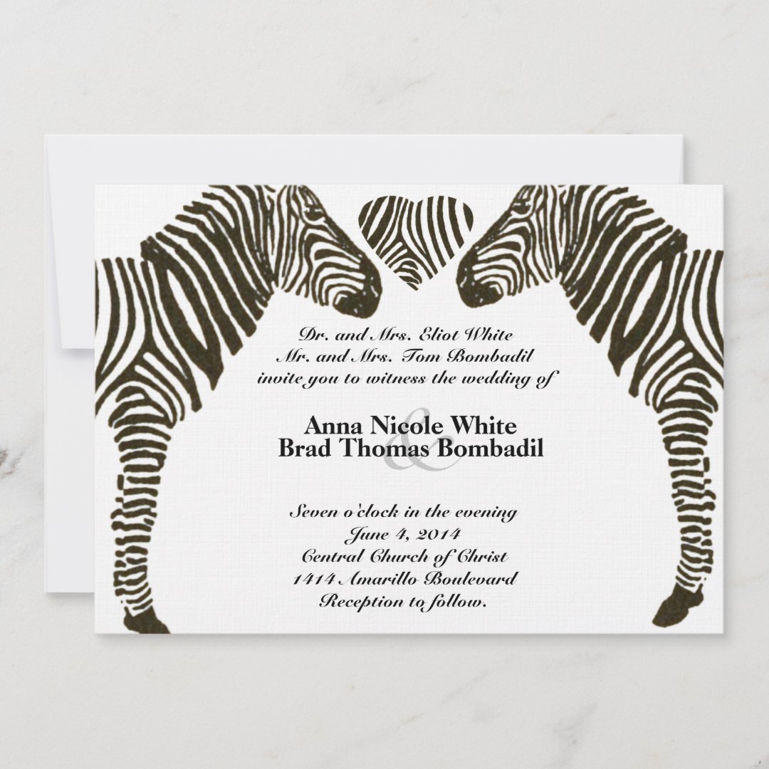 Zebra Love Wedding Invitation | Zazzle