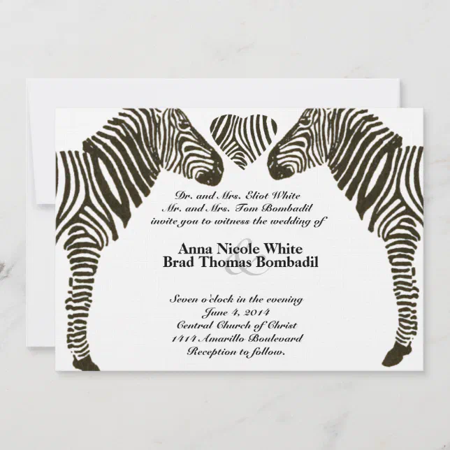 Zebra Love Wedding Invitation | Zazzle