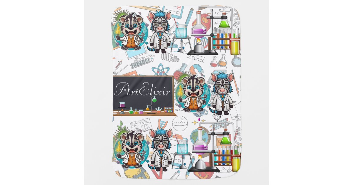 Zebra Mad Scientist Print Baby Blanket | Zazzle