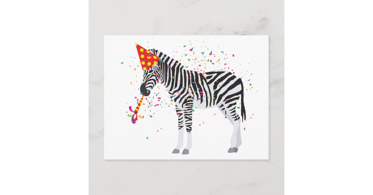 Zebra Partying - Animals Having a Party Postcard | Zazzle
