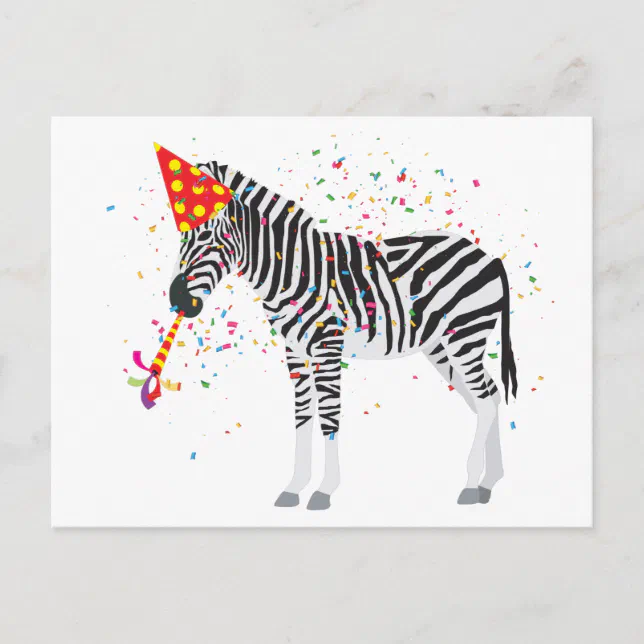Zebra Partying - Animals Having a Party Postcard | Zazzle