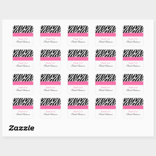 Zebra Pattern Personalized Square Sticker | Zazzle