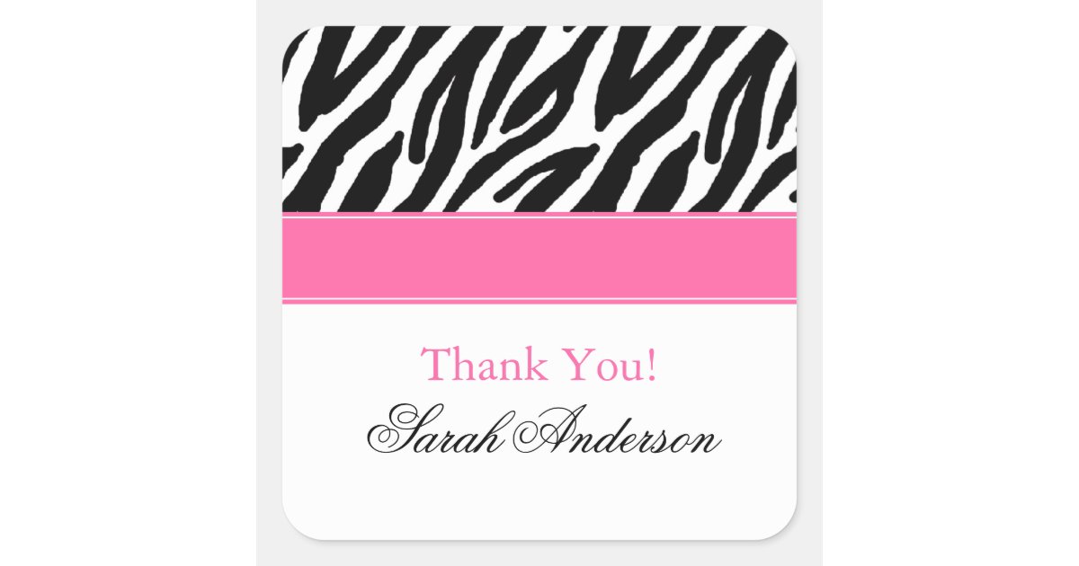 Zebra Pattern Personalized Square Sticker | Zazzle