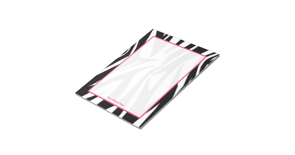 Zebra & Pink Personalized Notepad | Zazzle