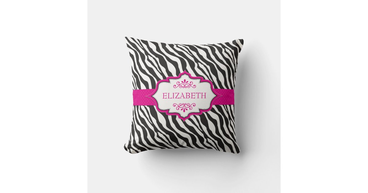 Zebra Pink Ribbon MoJo Pillow | Zazzle