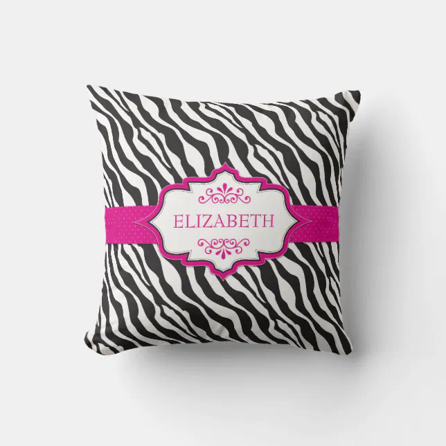 Zebra Pink Ribbon MoJo Pillow | Zazzle