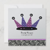 Zebra Princess Crown Party Invitations | Zazzle