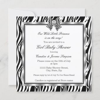 Zebra Princess Girl Baby Shower Ethnic Invitation | Zazzle