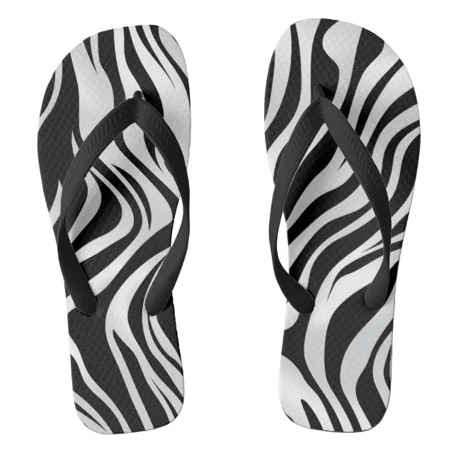 Zebra Print Animal Pattern Flip Flops | Zazzle