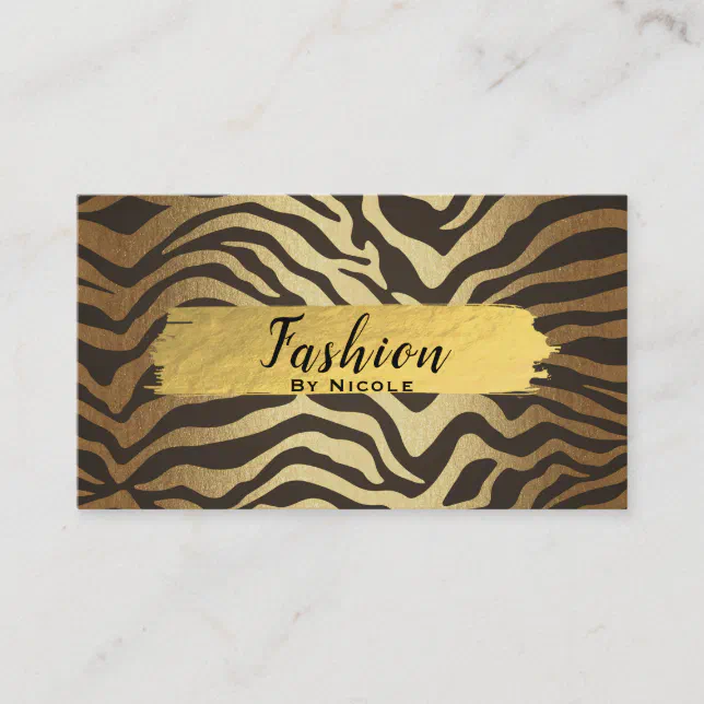 Zebra Print Animal Skin Glam Modern Business Card | Zazzle