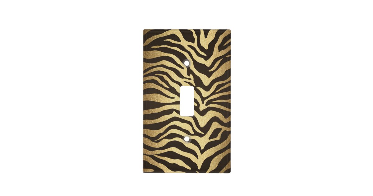 Zebra Print Animal Skin Print Modern Glam Gold Light Switch Cover | Zazzle