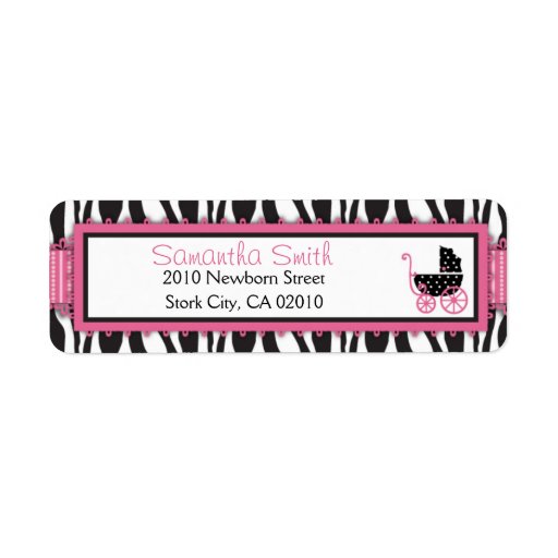 Zebra Print & Baby Carriage Return Label | Zazzle