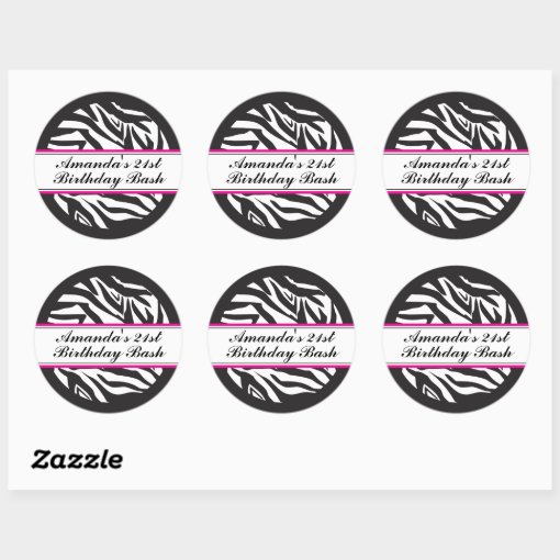 Zebra Print Black and Hot Pink Classic Round Stick Classic Round ...
