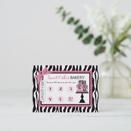 Zebra Print Cake Bakery Business Loyalty Card | Zazzle
