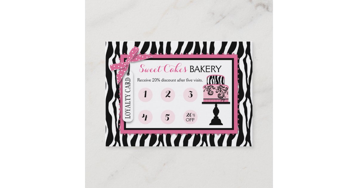 Zebra Print Cake Bakery Business Loyalty Card | Zazzle