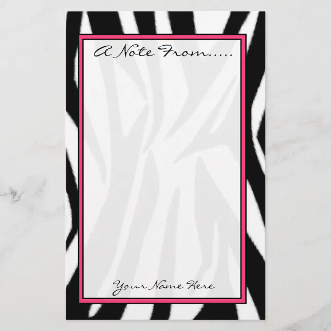 Zebra Print Fashion Stationery | Zazzle