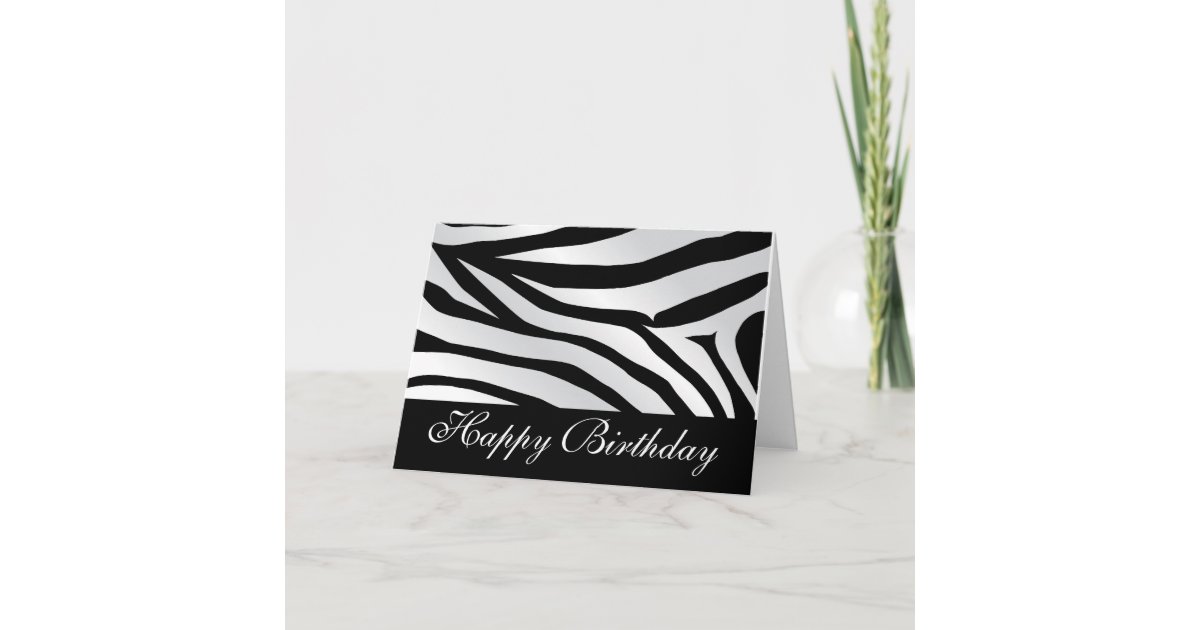 Zebra Print Happy Birthday Card | Zazzle