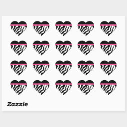Zebra Print Heart Stickers | Zazzle