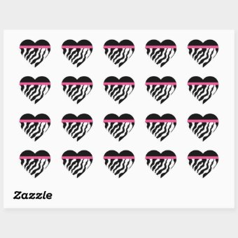 Zebra Print Heart Stickers | Zazzle