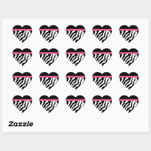 Zebra Print Heart Stickers | Zazzle