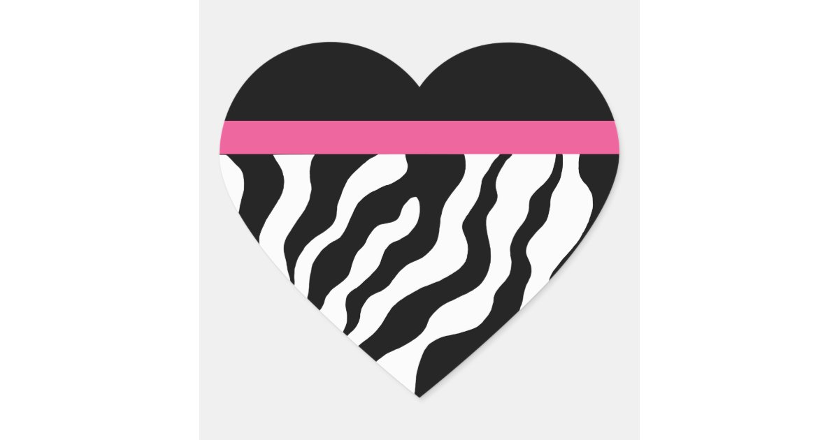 Zebra Print Heart Stickers | Zazzle