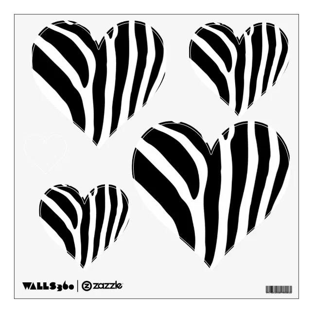 Zebra Print Hearts Wall Decals and Stickers | Zazzle