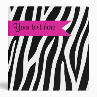 Zebra Print Hot Pink Banner Personalized 3 Ring Binder | Zazzle