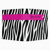 Zebra Print Hot Pink Banner Personalized 3 Ring Binder | Zazzle